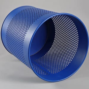 Vintage 1990s Blue Metal Waste Bin – Perforated Office Trash Can ...