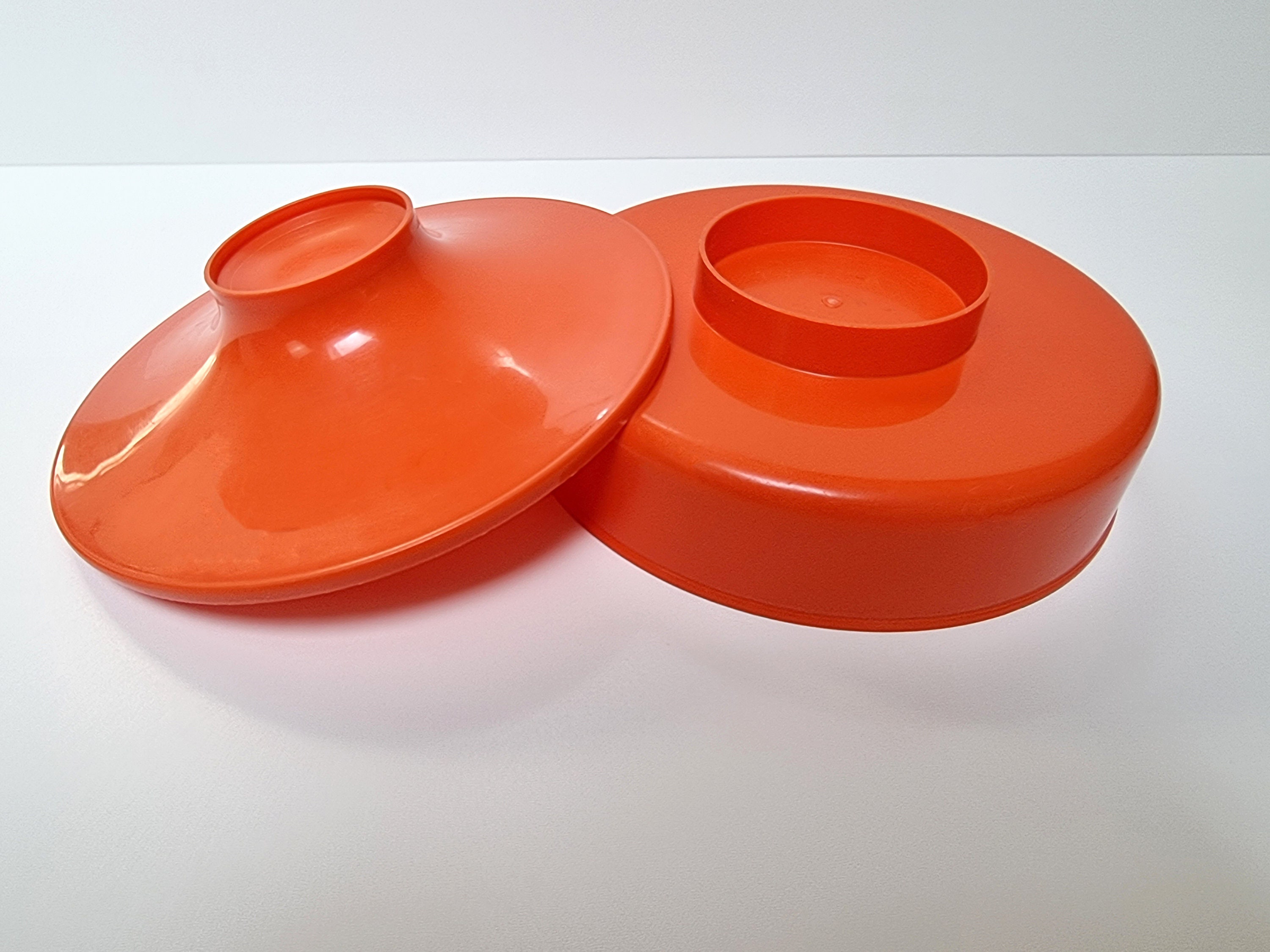 Space Age Design - Vintage GUZZINI UFO Biscottiera Box - Orange Plastic ...