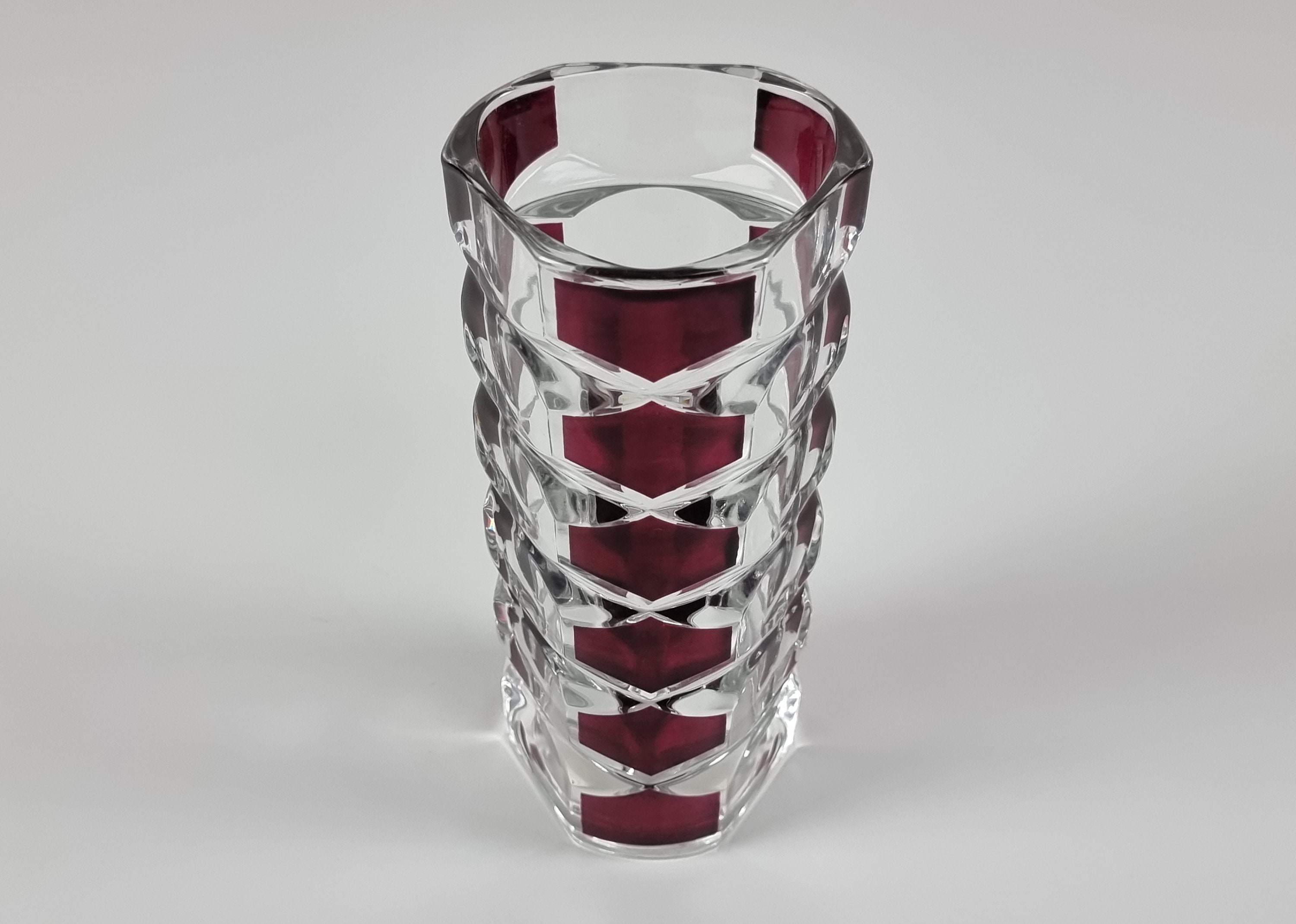 Space Age Design - Vintage LUMINARC Ruby Red Crystal Glass Vase ...