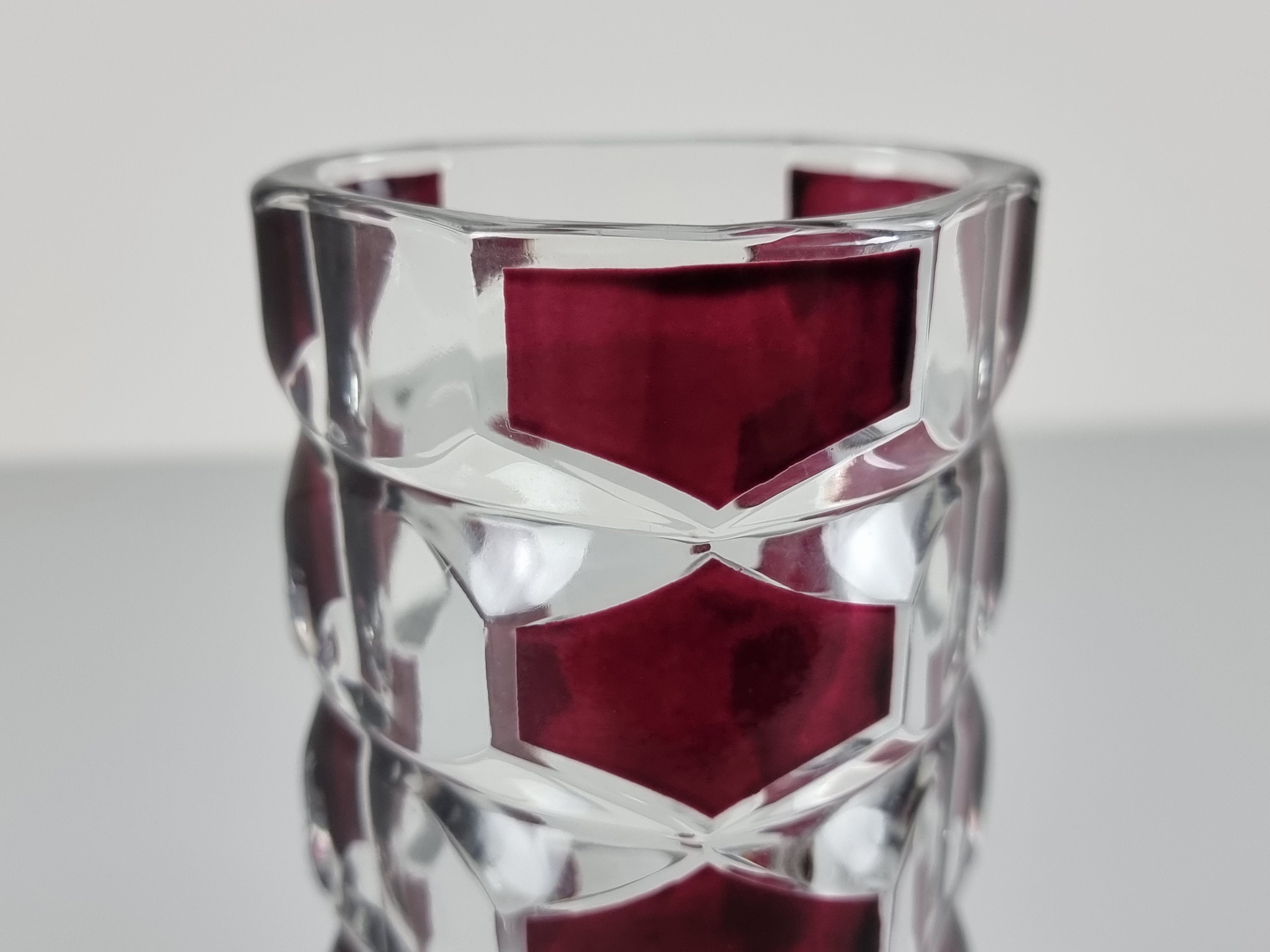 Space Age Design - Vintage LUMINARC Ruby Red Crystal Glass Vase ...