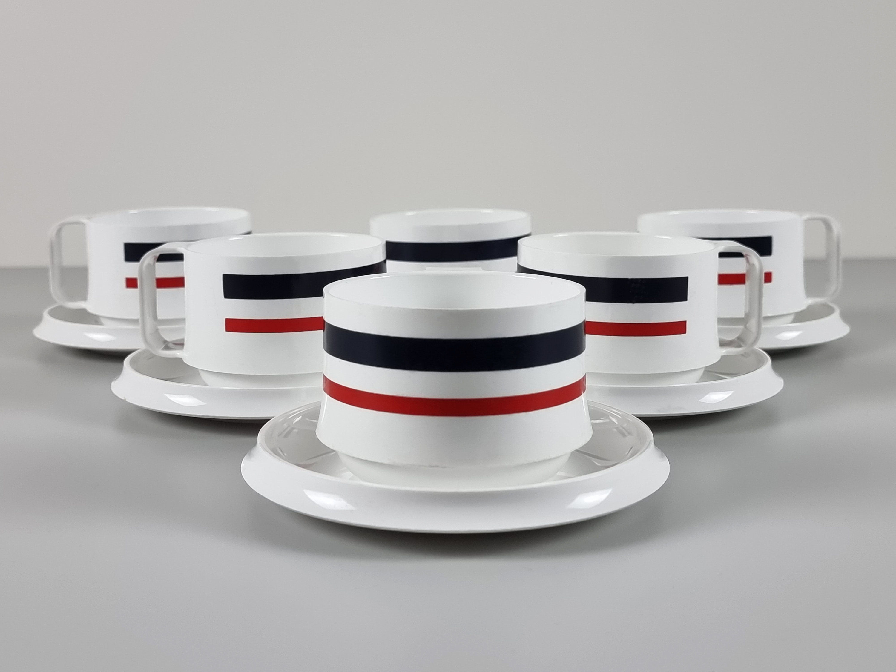 Space Age Design - Vintage Set Of 6 GUZZINI Pagoda Acrylic Teacups With ...