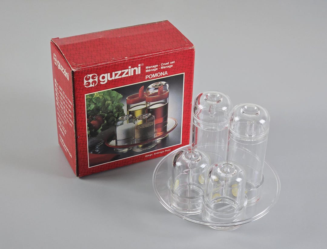 New in Box Space Age Design Vintage GUZZINI Pomona Transparent Cruet ...