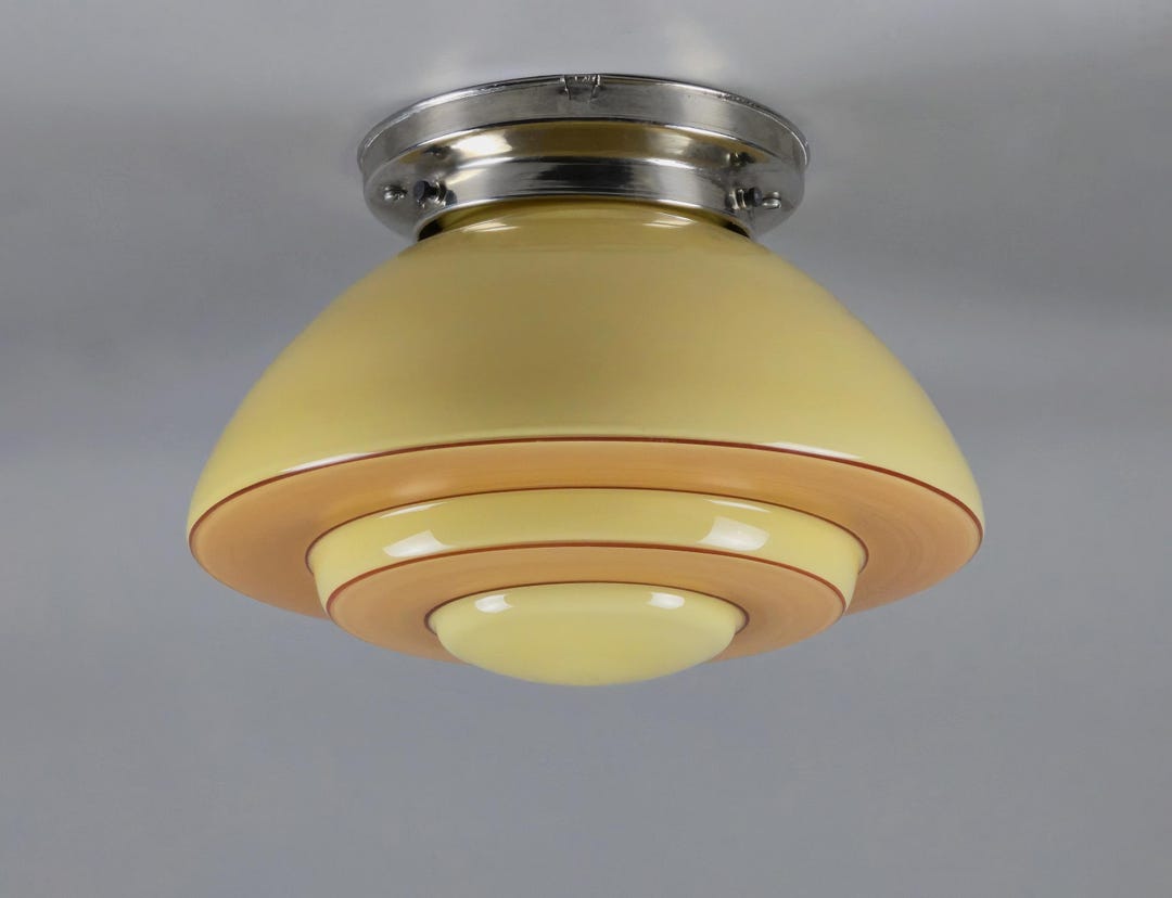 Original 1950s Art-deco Opaline Saturn Shade Ceiling Light Fixture ...