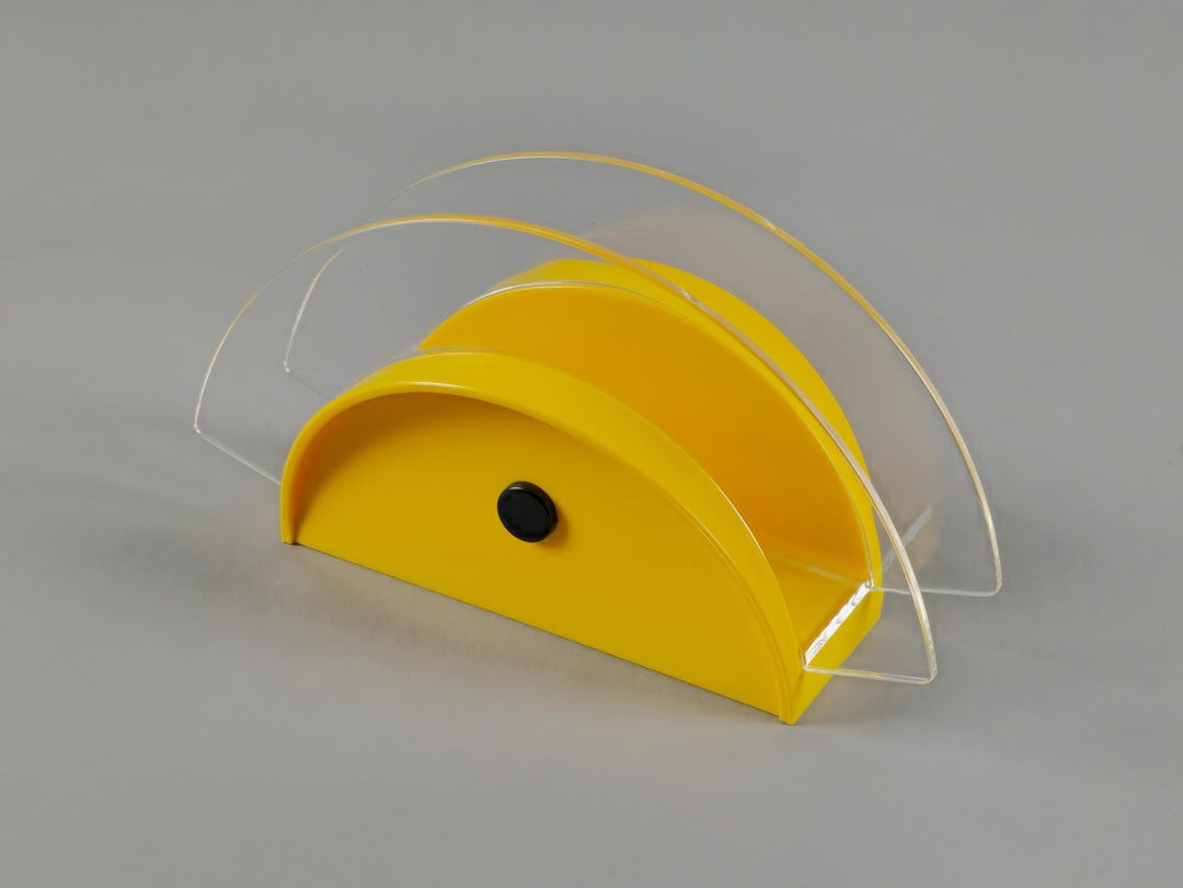 1980s Vintage GUZZINI Bon Ton Yellow Plastic Napkin Holder, Designed by ...