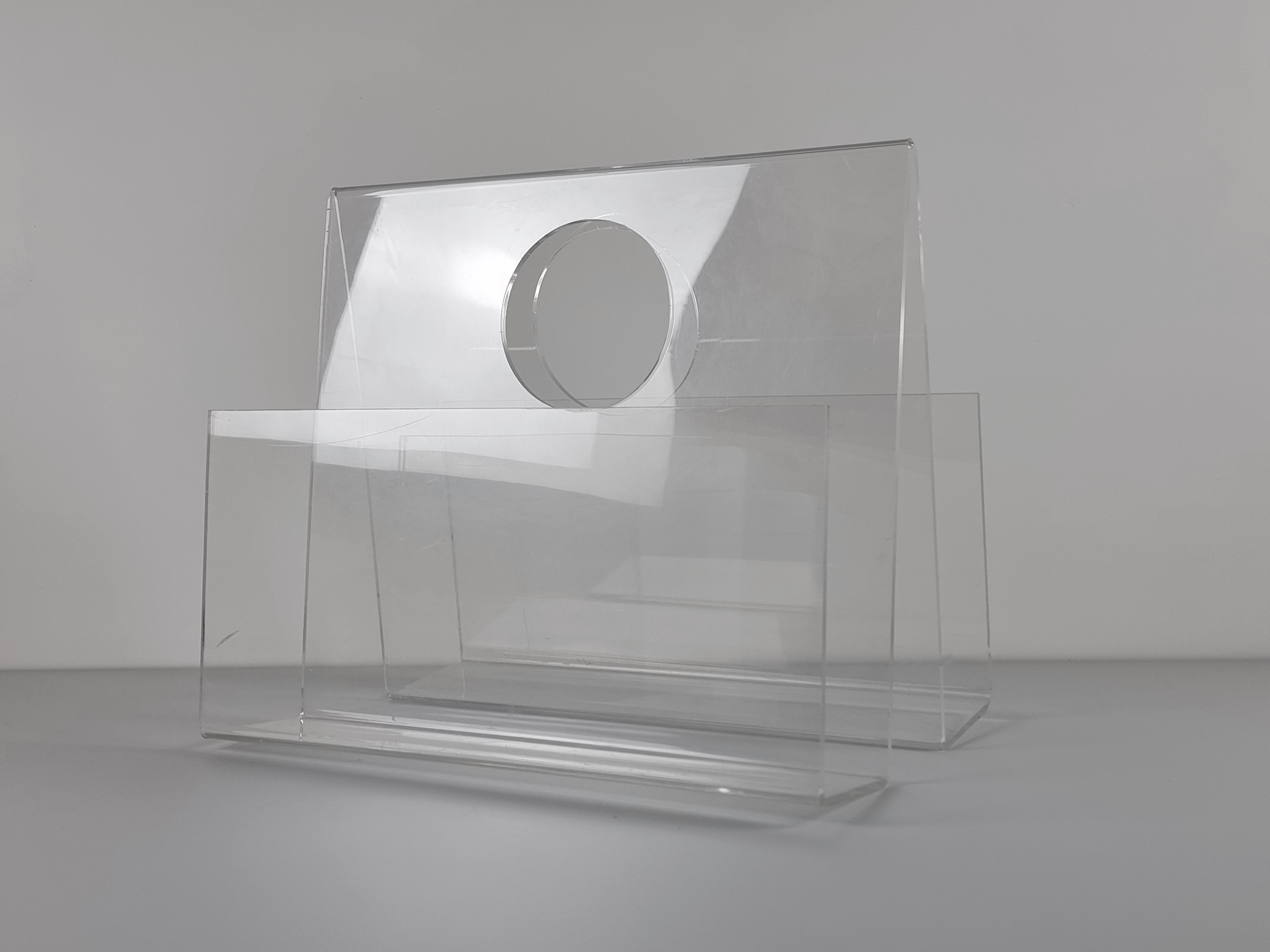 Space Age Design - Vintage Transparent Perspex Magazine Rack & Vinyl ...