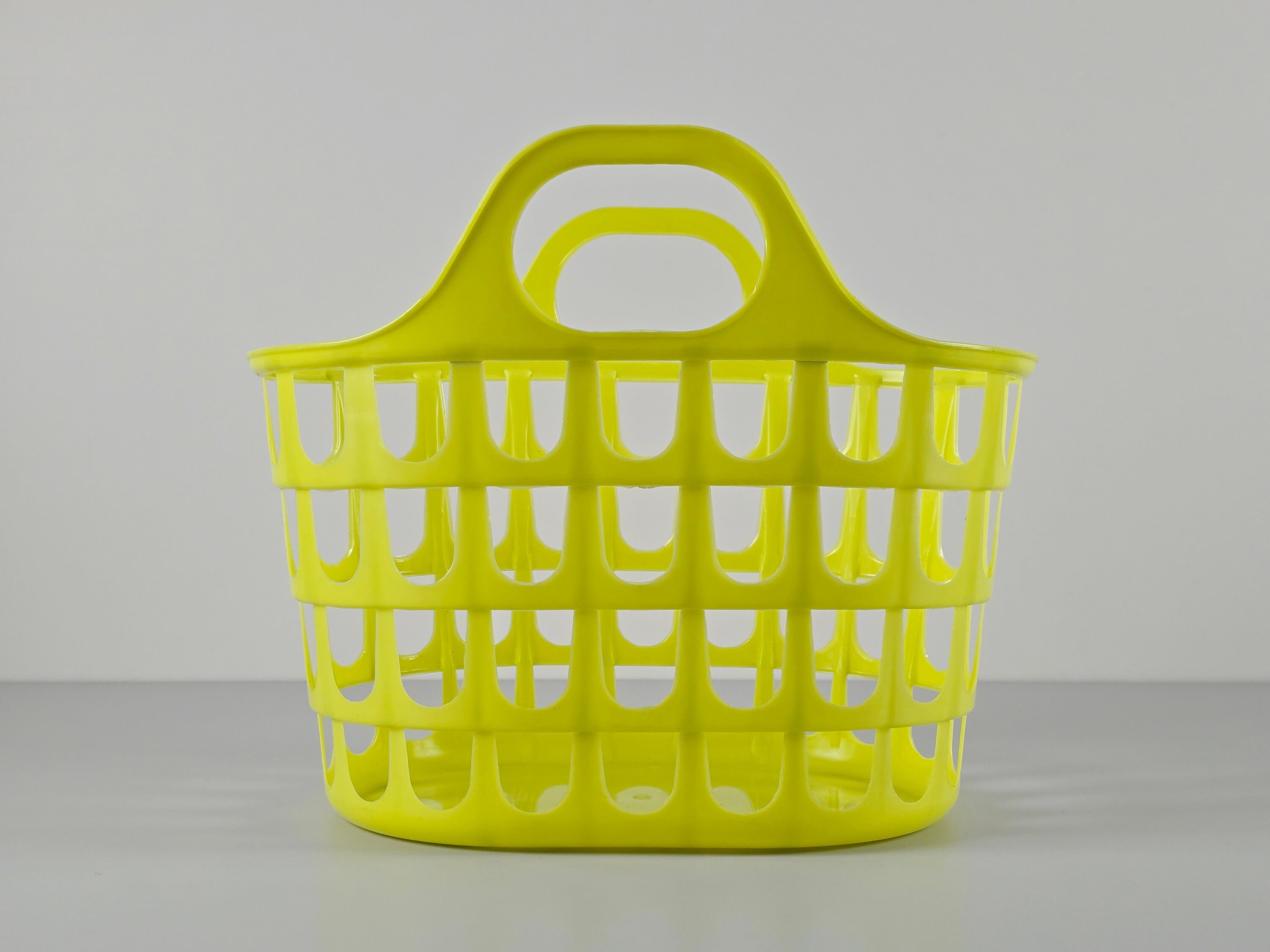 Contemporary Design - Vintage Neon Yellow Plastic Storage Basket ...