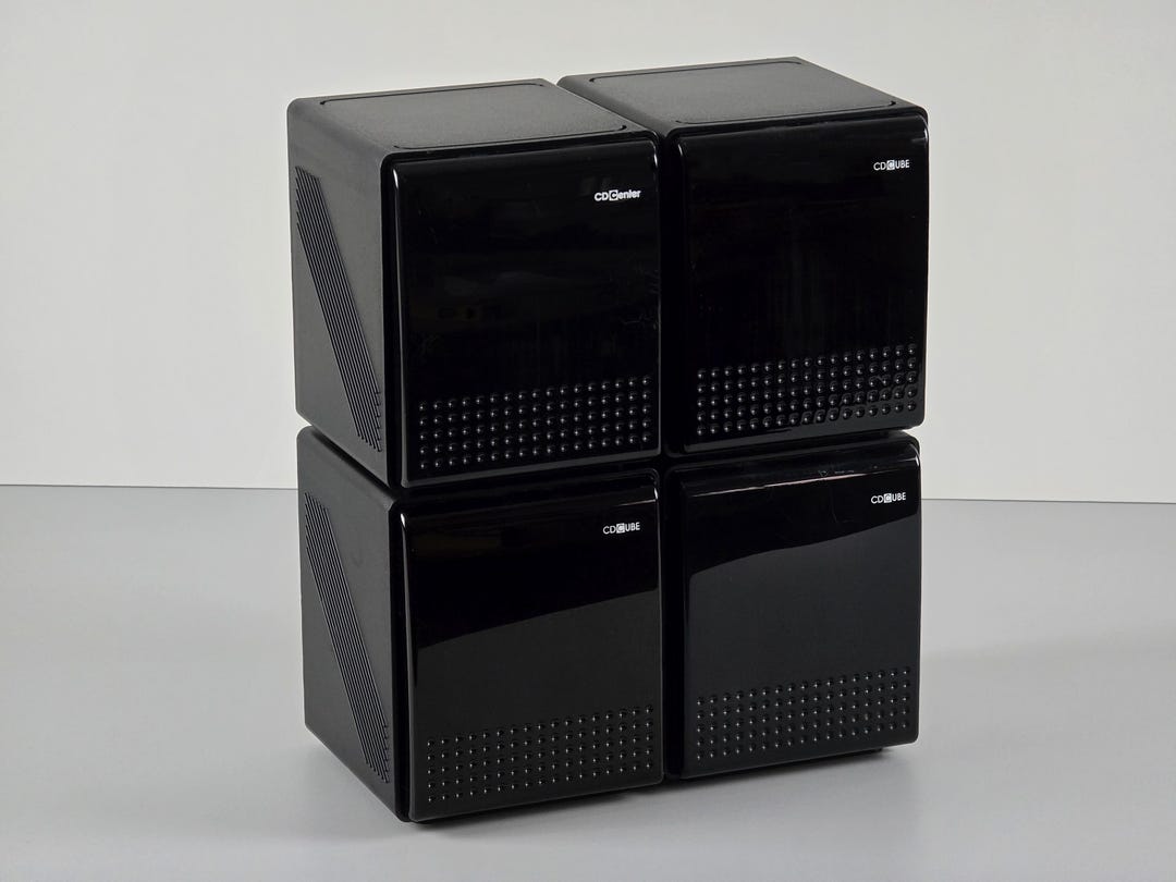 Vintage Set of 4 MOLENCO CD Cube Black Plastic CD Storage Boxes ...