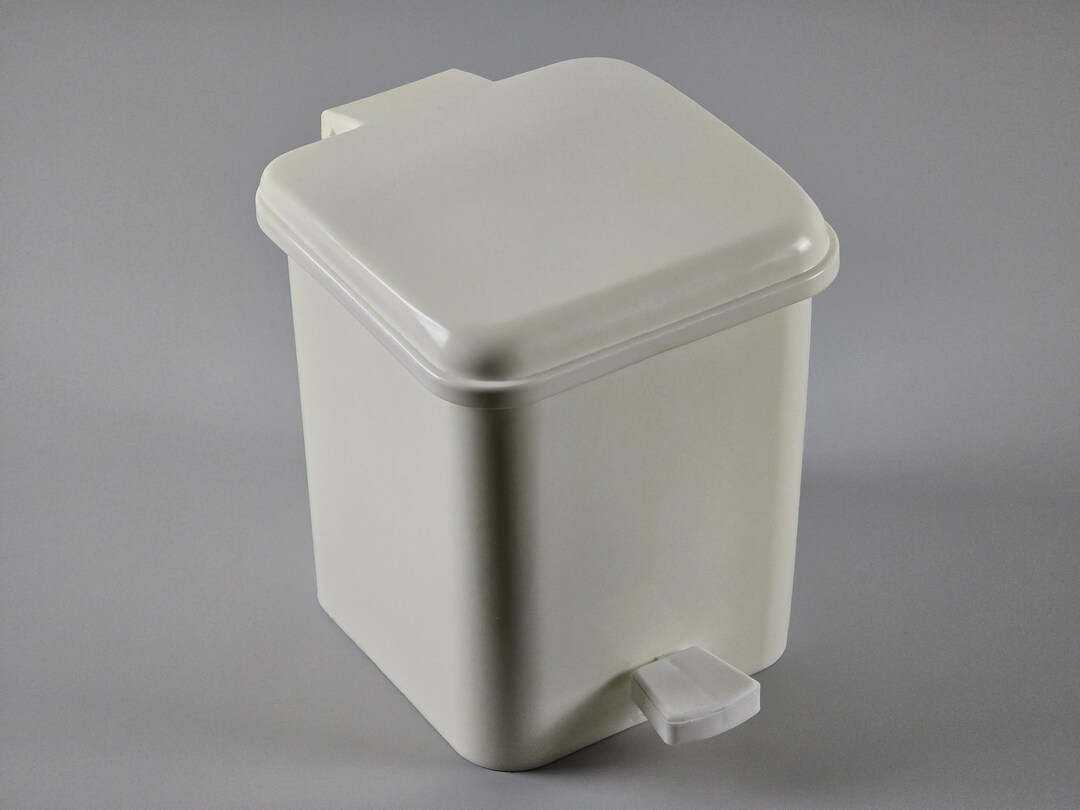 Mid-century Modern Vintage White Plastic Pedal Waste Bin Retro ...