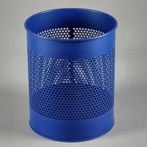Vintage 1990s Blue Metal Waste Bin – Perforated Office Trash Can ...