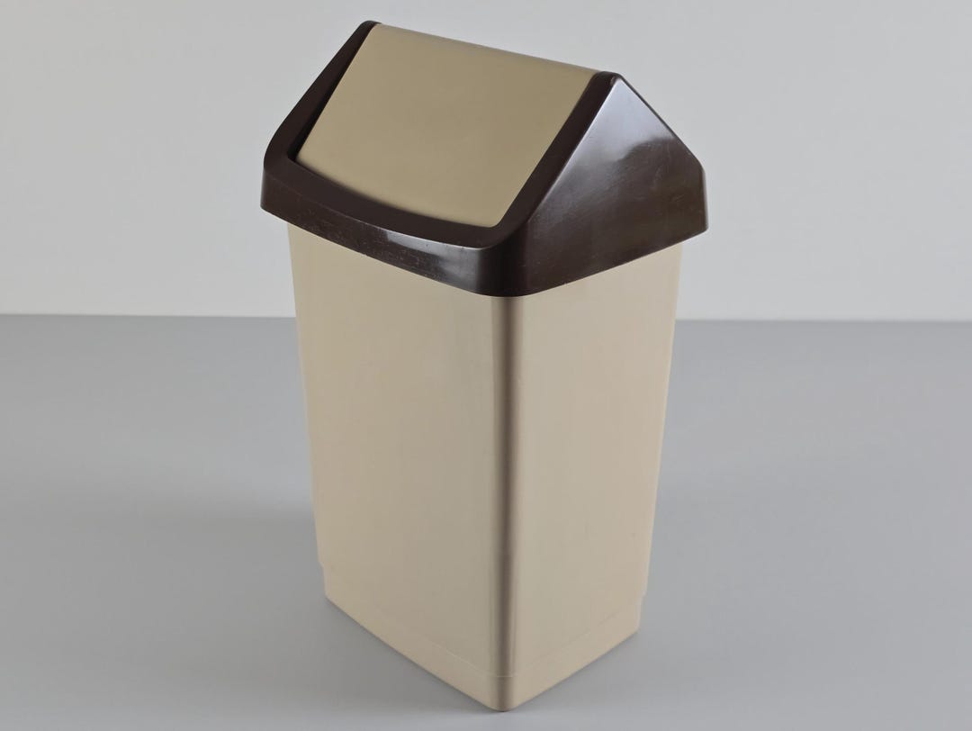 Space Age Design - Vintage CURVER Beige and Brown Plastic Waste Bin ...