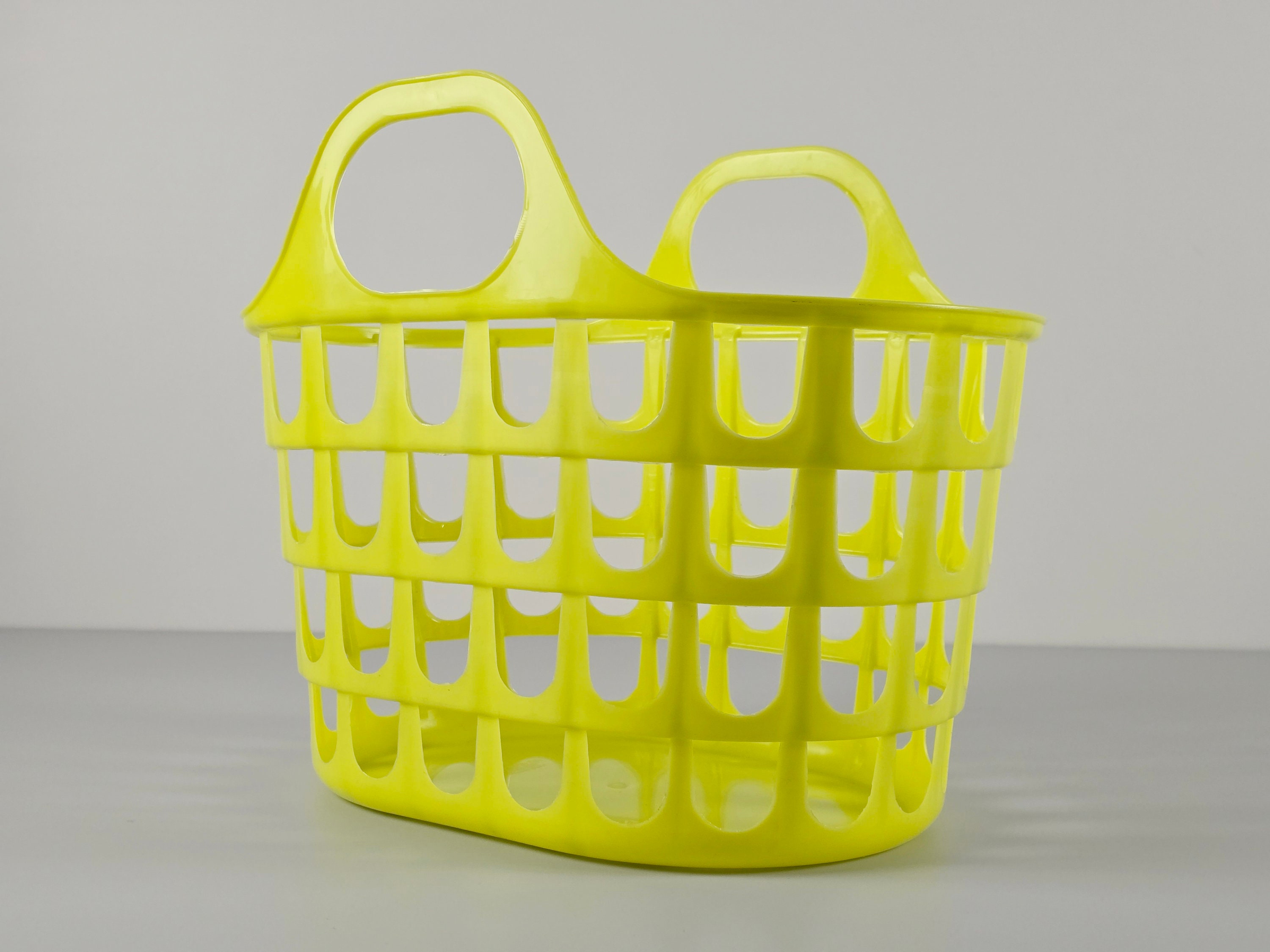 Contemporary Design - Vintage Neon Yellow Plastic Storage Basket ...