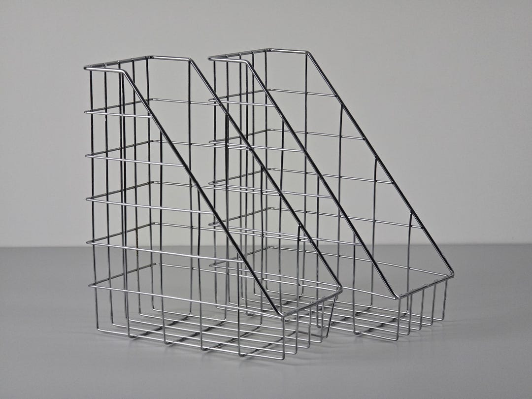 Industrial Design - Vintage Set of 2 Wire Metal Magazine Racks, File ...