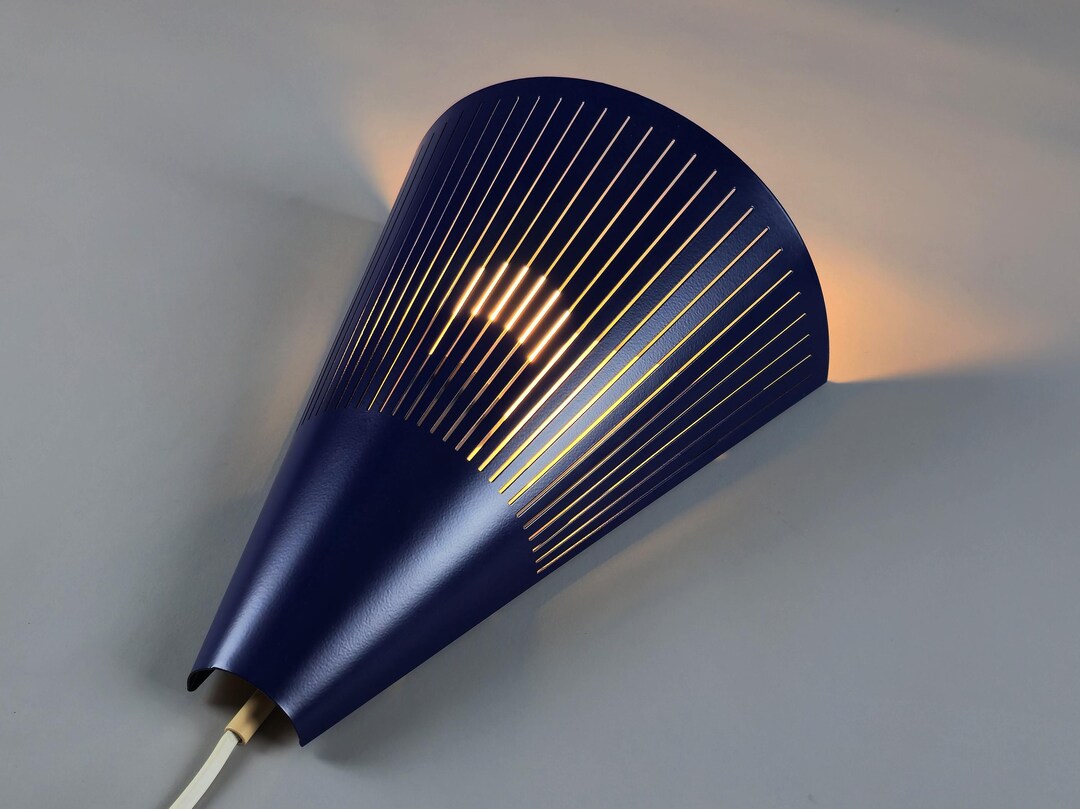 Vintage IKEA Klyka Wall Lamp, Postmodern Blue Conical Uplighter From ...