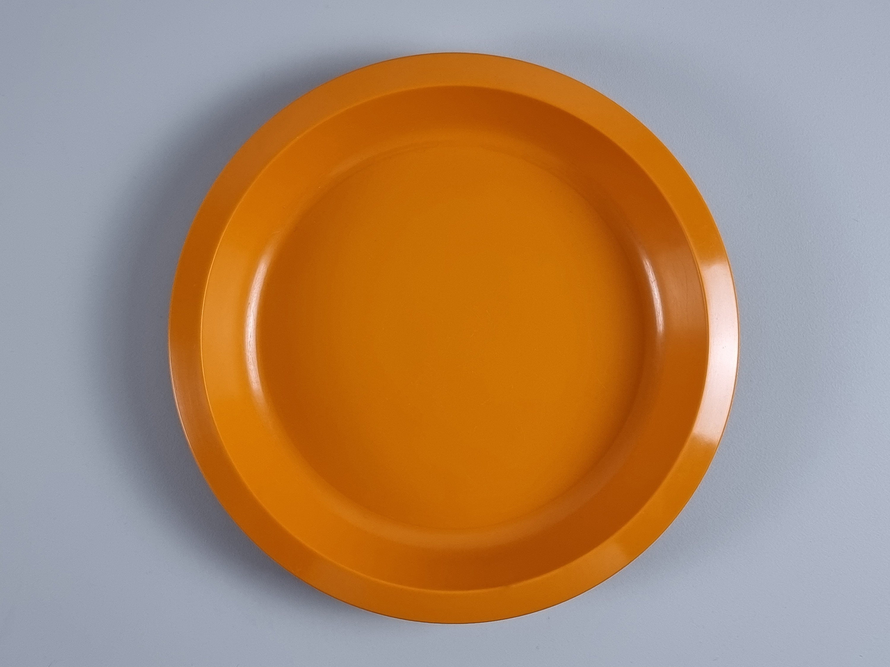 Space Age Design - Set Of 3 TIGER PRODUCTS Orange Melamine Plates With ...