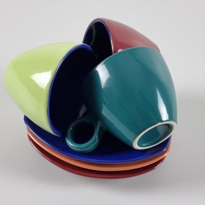 Contemporary Design Set of 3 Y2K Design Ceramic Espresso Cups With ...