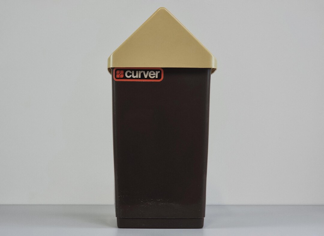 Space Age Design Vintage CURVER Brown and Beige Plastic Waste Bin ...