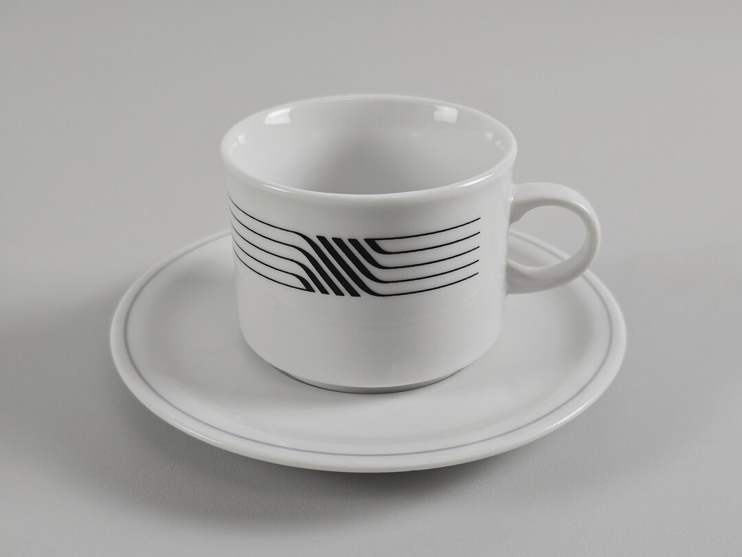 Postmodern Design Vintage Set of 3 ESCHENBACH Striped Ceramic Teacups ...