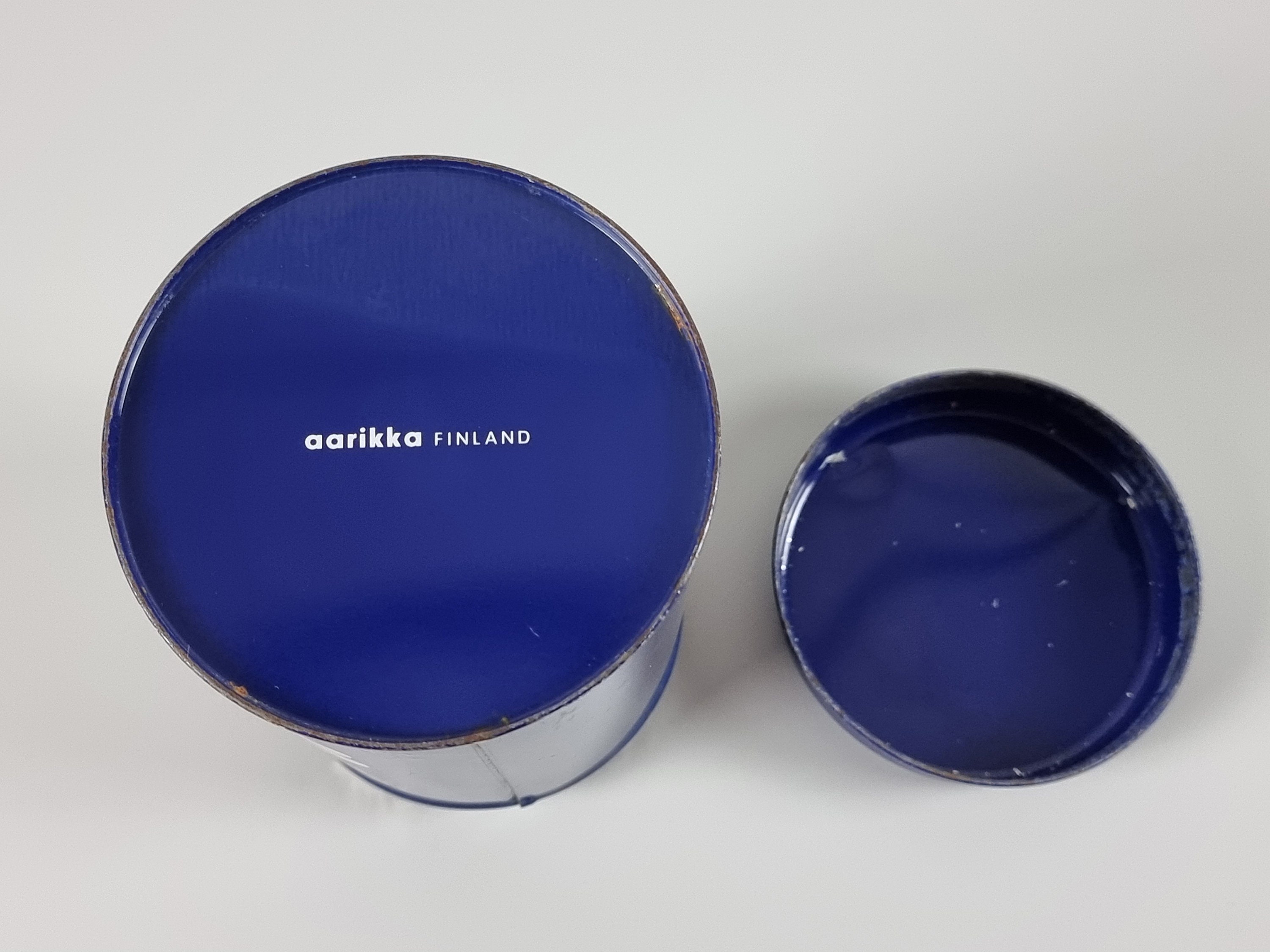 Scandinavian Design - Vintage AARIKKA Navy-Blue Tin Container Jar With ...