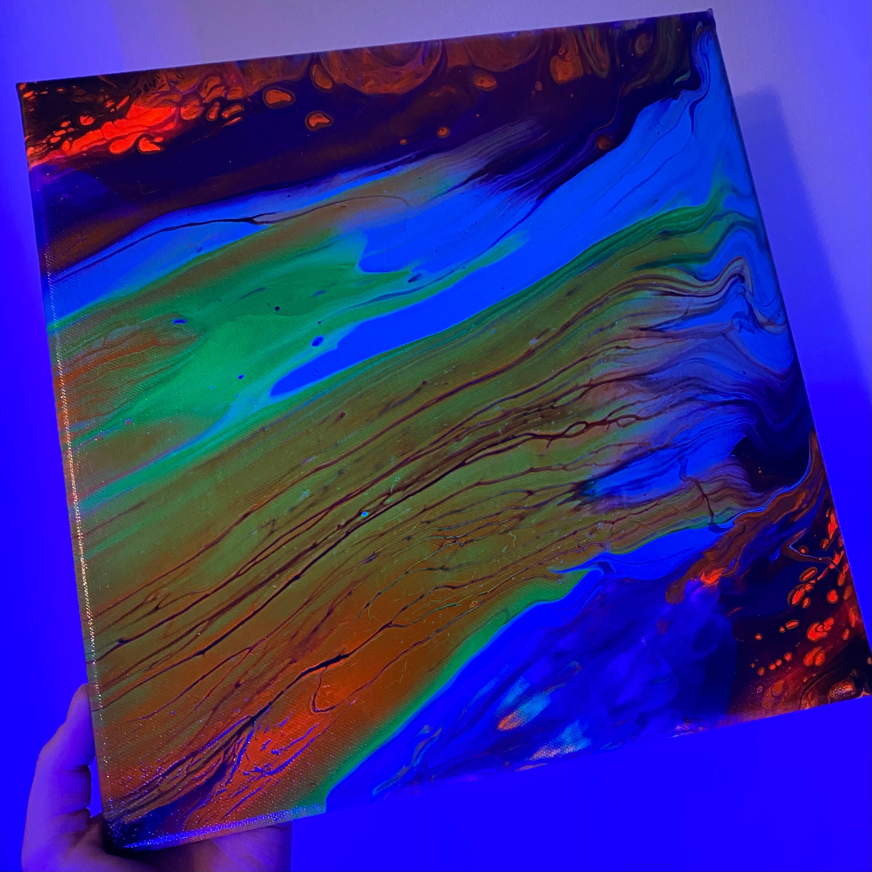 Abstract Wall art/decor canvas painting. Original neon acrylic - Etsy.de