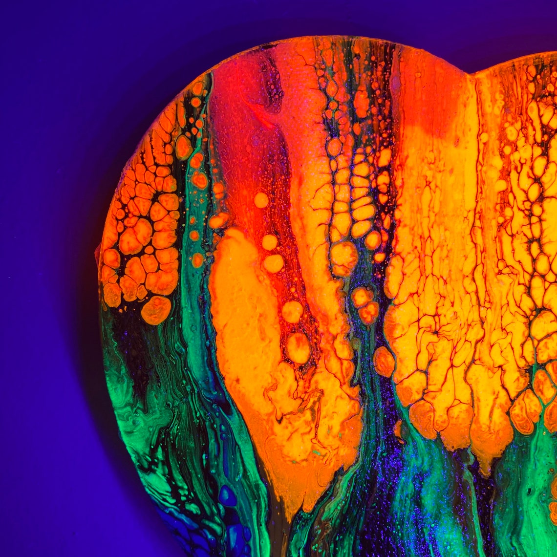 UV Reactive Painting on a Heart Shaped Canvas. Original Trippy - Etsy