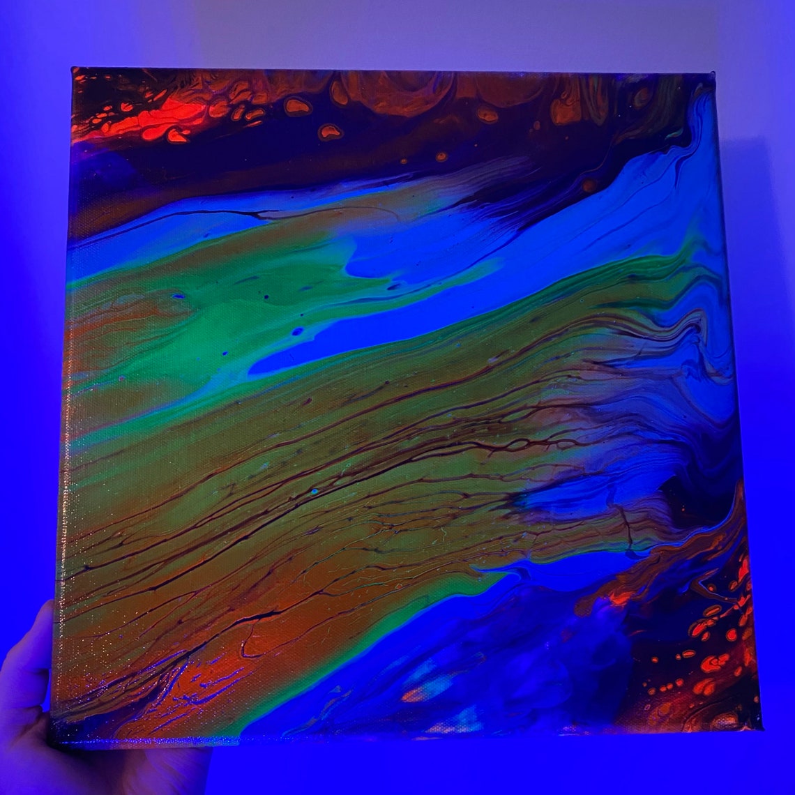 Abstract Wall art/decor canvas painting. Original neon acrylic - Etsy.de