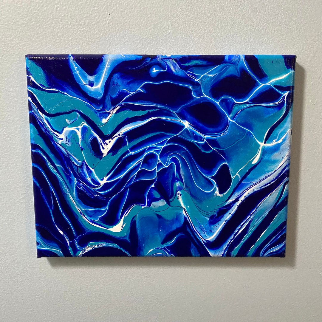 Blue Water Abstract Art Painting. Original Acrylic Canvas - Etsy