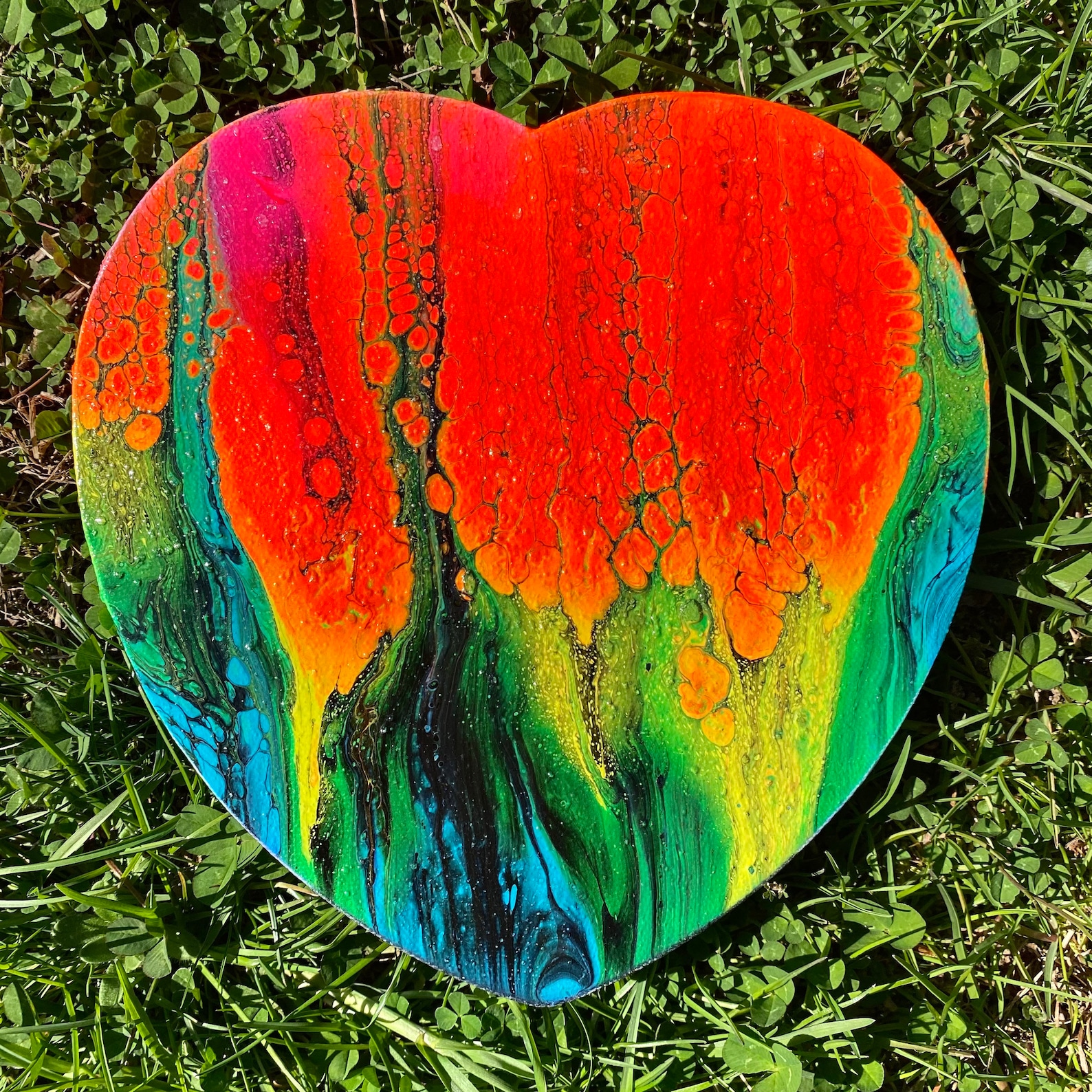 UV Reactive Painting on a Heart Shaped Canvas. Original Trippy - Etsy