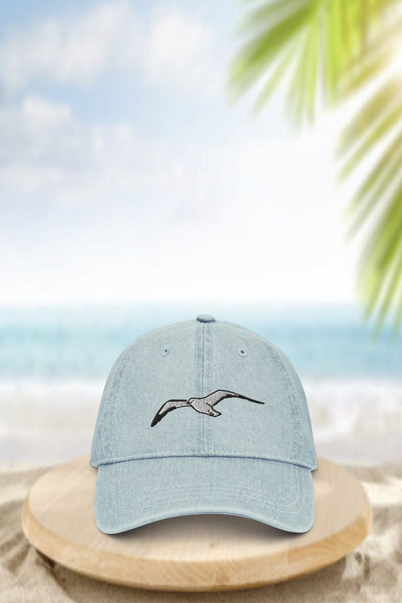 Seagull Denim Hat, Embroidered Seagull, Beach Hat, Bird Hat, 1989 Hat ...
