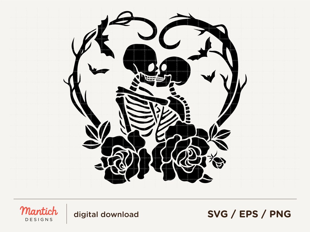 Kissing Skeletons Svg, Flower Skeleton Valentines Shirt, Halloween ...