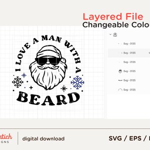 I Love a Man With a Beard Svg, Christmas Svg, Cute Santa Claus Beard ...