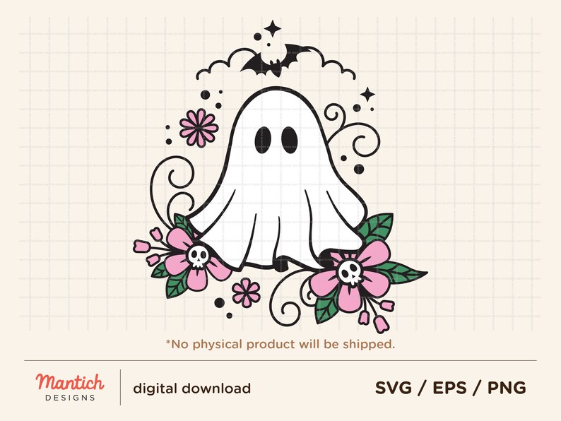 Layered Floral Ghost Svg Halloween Ghost Svg Cute Flower - Etsy