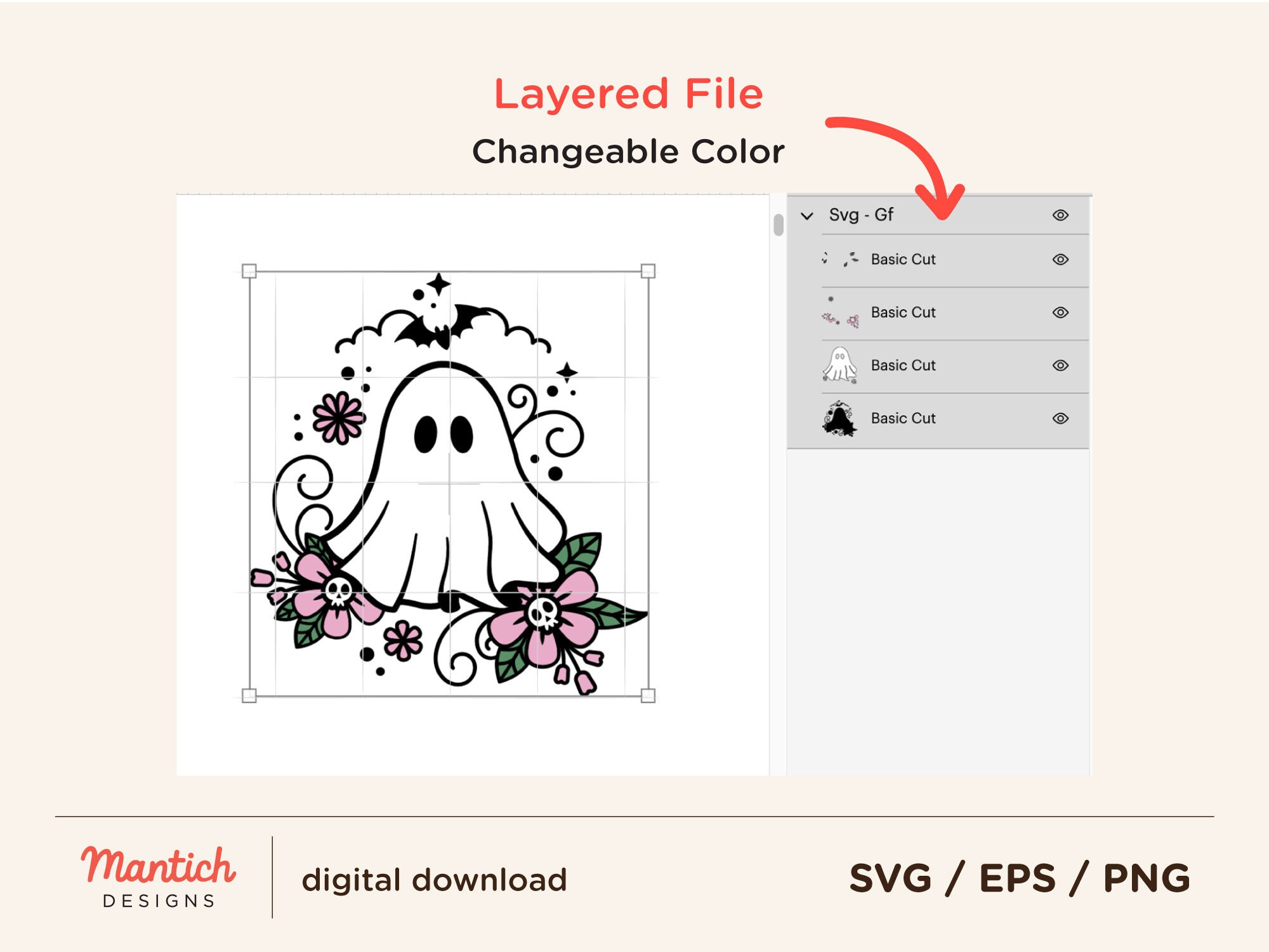 Layered Floral Ghost Svg Halloween Ghost Svg Cute Flower - Etsy