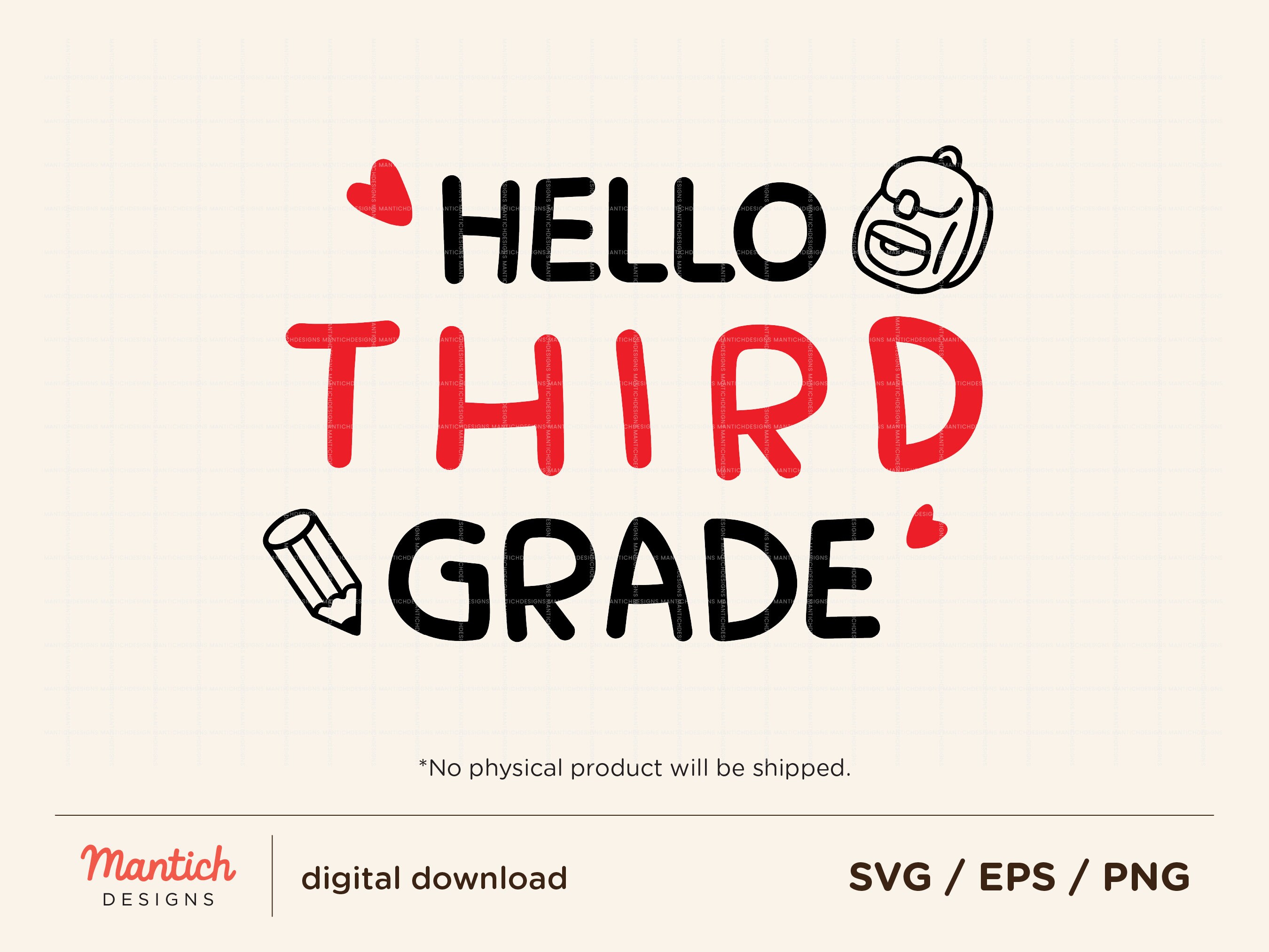 Hello Third Grade SVG, PNG Sublimation, Hello 3rd Grade Svg, Back to ...