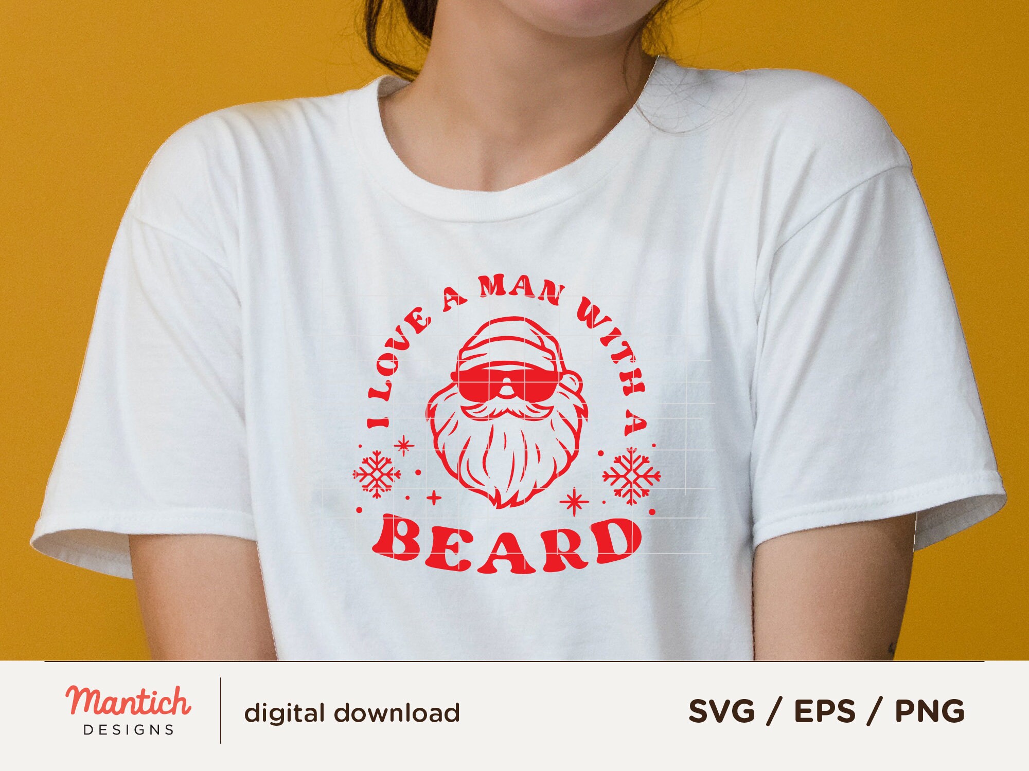 I Love a Man With a Beard Svg, Christmas Svg, Cute Santa Claus Beard ...