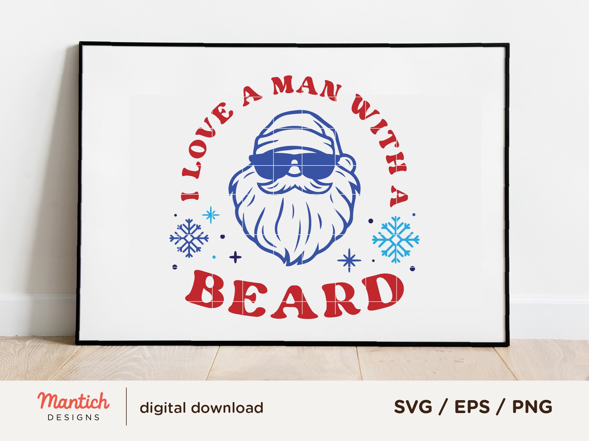 I Love a Man With a Beard Svg, Christmas Svg, Cute Santa Claus Beard ...