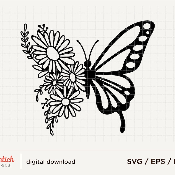 Daisy Butterfly Svg - Etsy