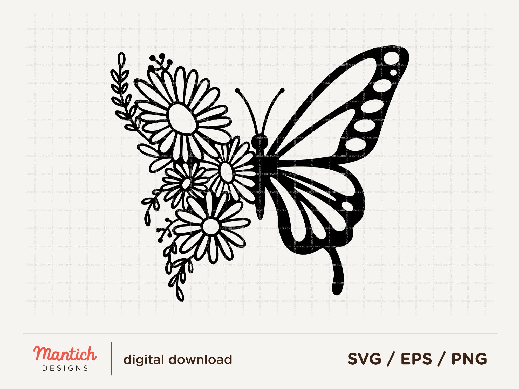 Floral Butterfly Svg, Butterfly With Flowers Svg, Butterfly Clipart ...