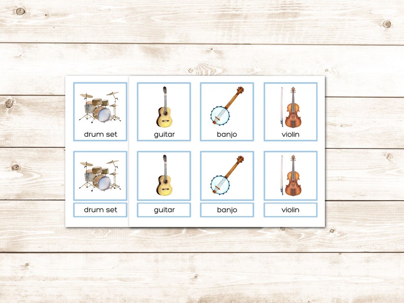 Music Instruments Montessori Printable Vocabulary 3 Part Cards ...