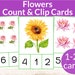 Flowers Montessori Count & Clip Cards. Preschool and Kindergarten Math ...