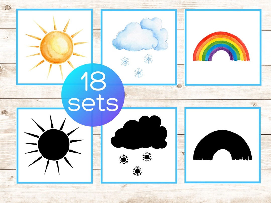 Weather Shadow Matching Cards. Montessori Toddler Printable. Preschool ...