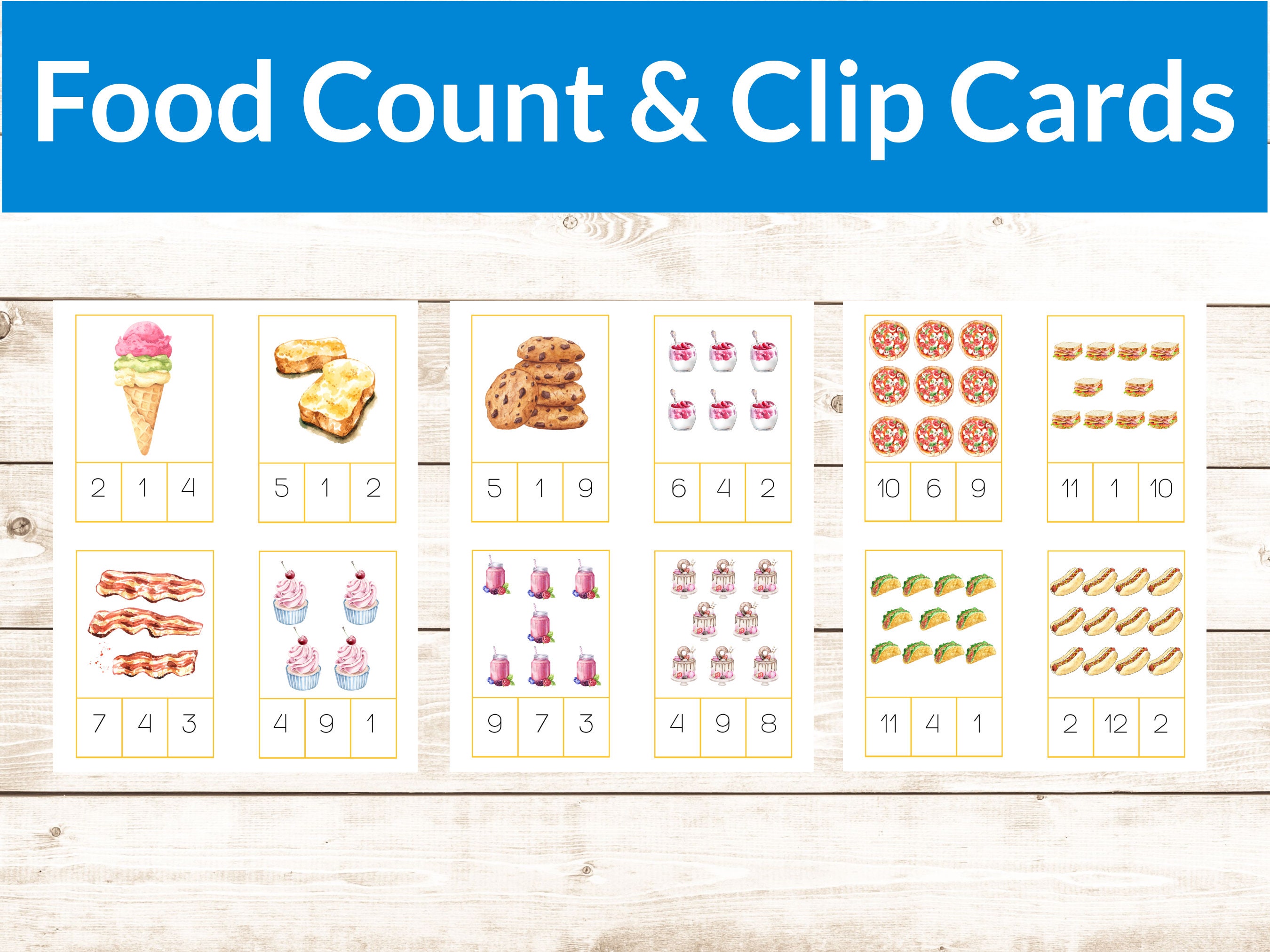Food Count & Clip Cards 1-20. Food and Nutrition Unit Study, Early ...
