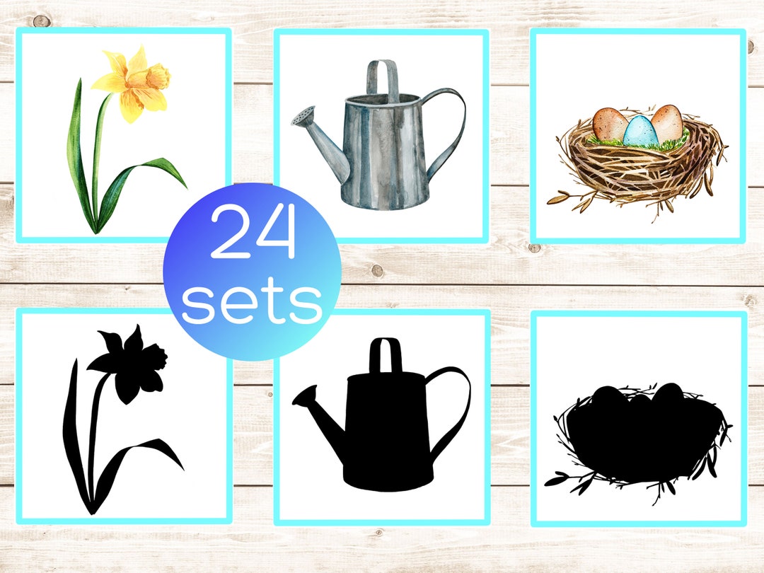 Spring Shadow Matching Cards. Montessori Toddler Printable. Preschool ...