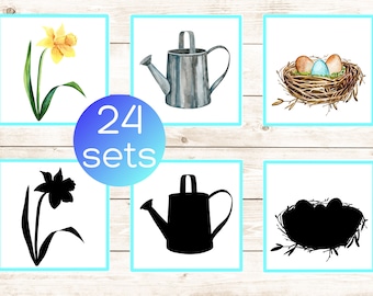 Spring Shadow Matching Cards. Montessori Printable. - Etsy