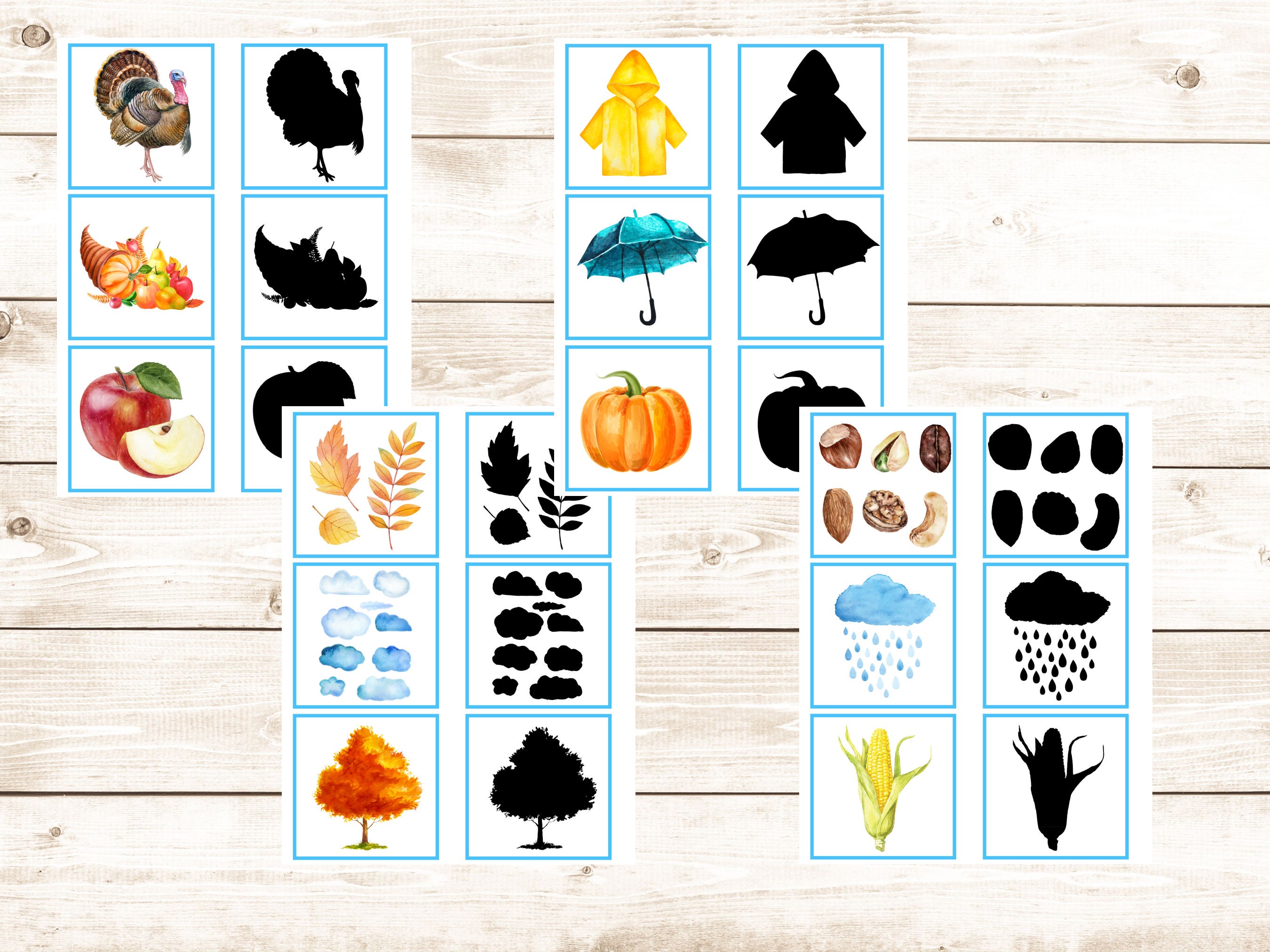 Fall Autumn Shadow Matching Cards. Montessori Toddler Printable ...