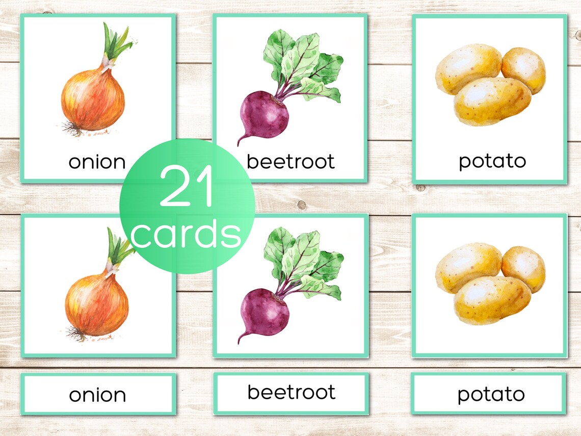 Vegetables Montessori Printable Vocabulary 3 Part Cards. Nomenclature ...