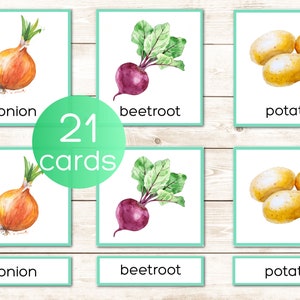 Vegetables Montessori Printable Vocabulary 3 Part Cards. Nomenclature ...