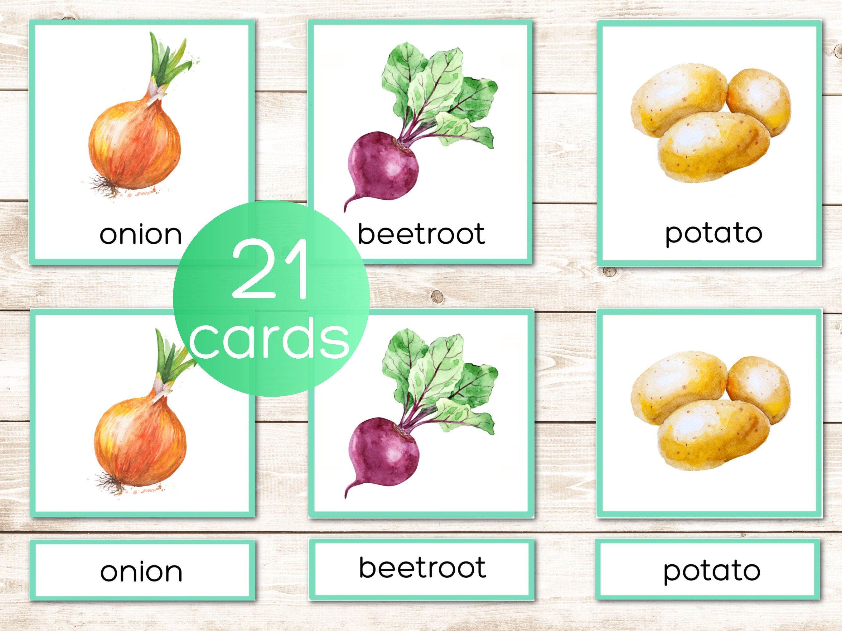 Vegetables Montessori Printable Vocabulary 3 Part Cards. Nomenclature ...