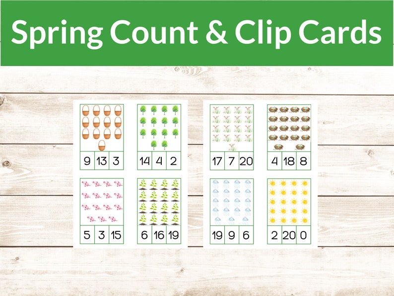 Spring Montessori Count & Clip Cards. Preschool and Kindergarten Math ...
