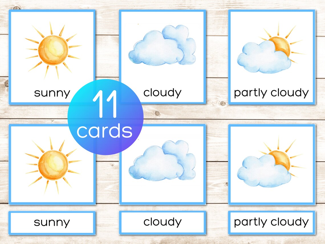 Weather Montessori Printable Vocabulary 3 Part Cards. Nomenclature ...