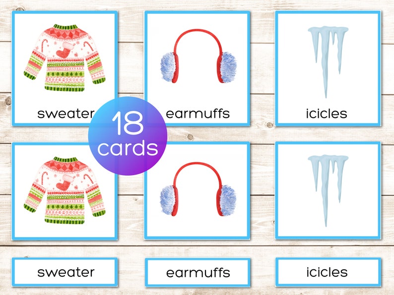 Winter Montessori Printable Vocabulary 3 Part Cards. Nomenclature Cards ...